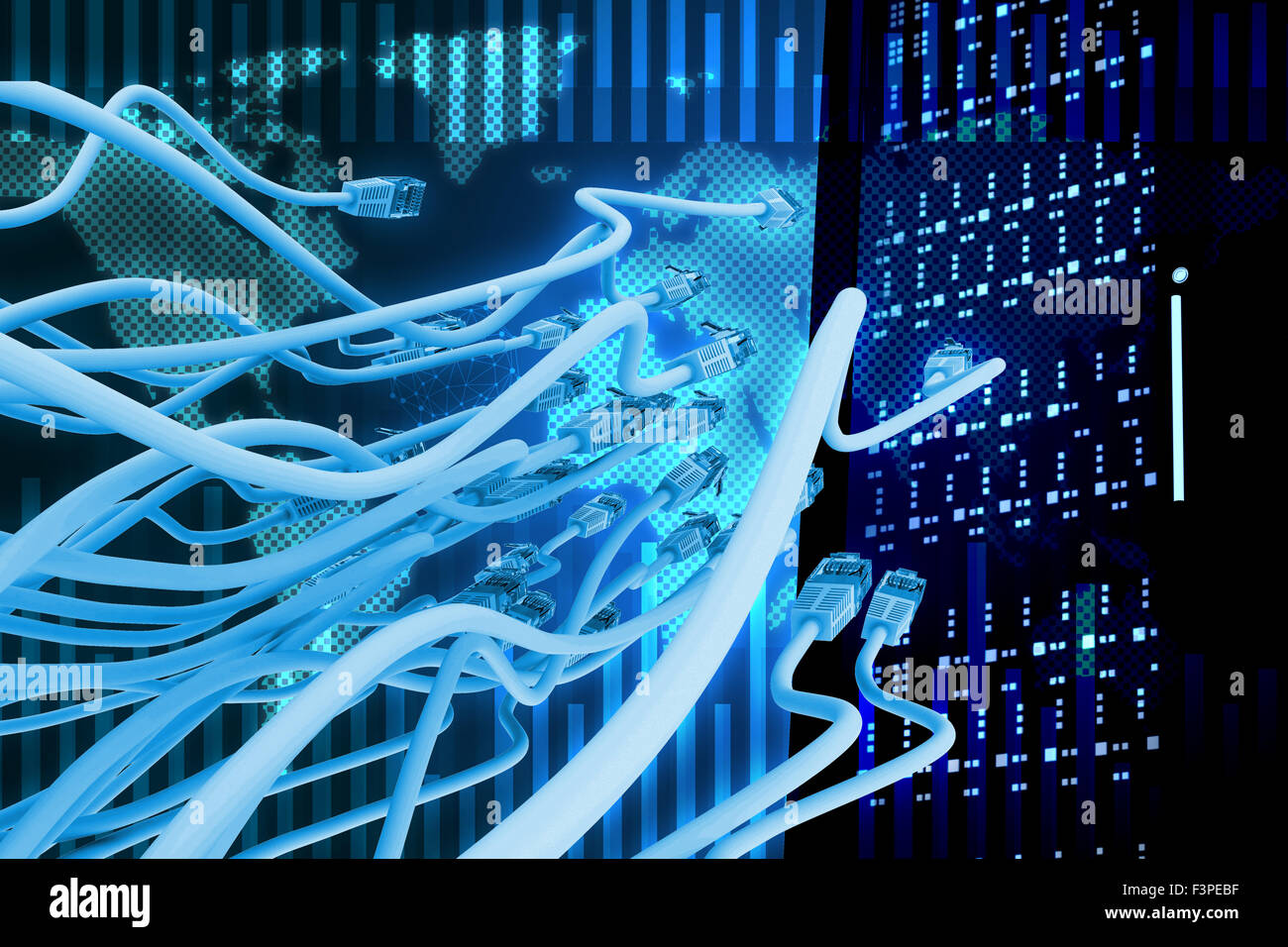 Abstract background with blue cables Stock Photo - Alamy