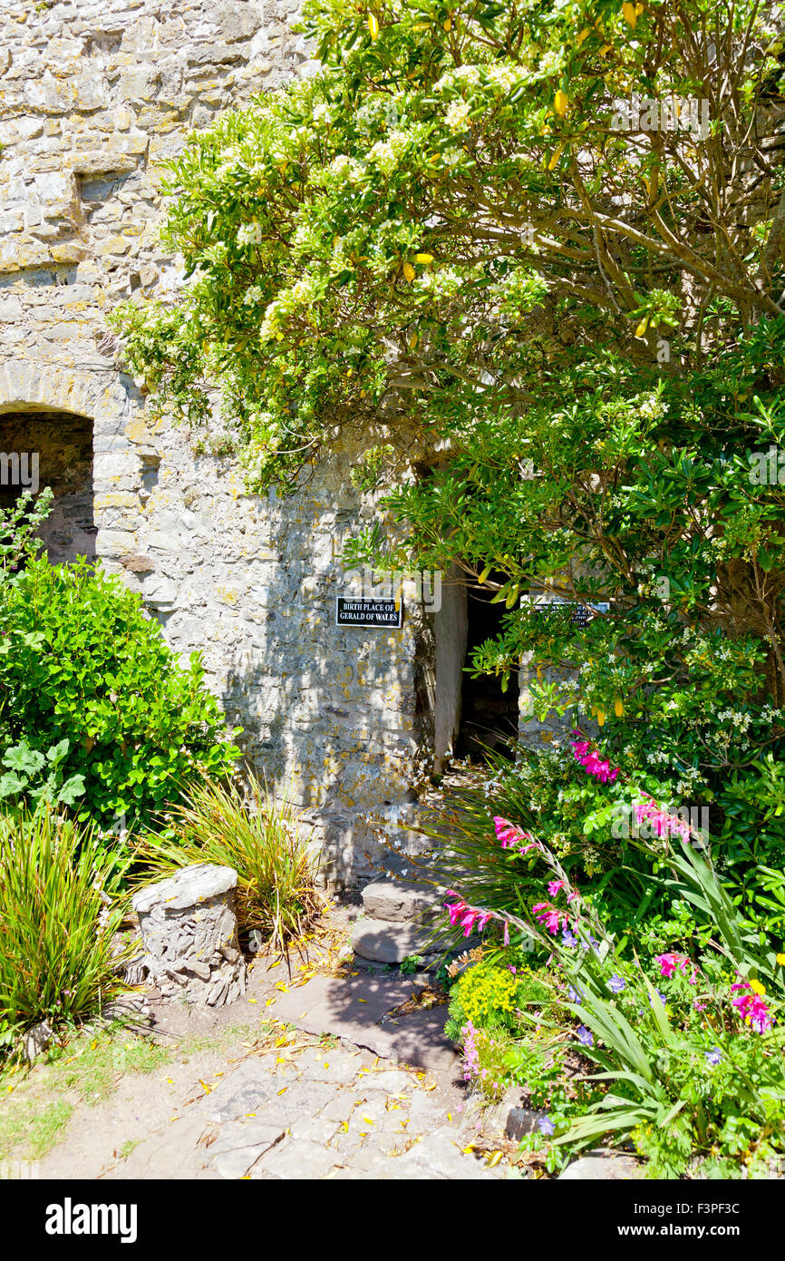 Birthplace of Gerald of Wales inside the ruins of the 12th century ...