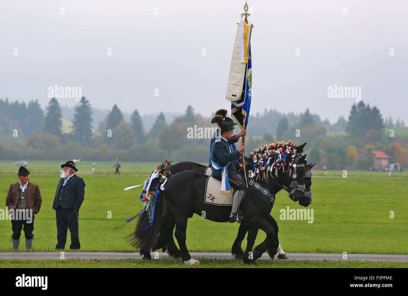 Schwangau, Germany. 11th Oct, 2015. Men in Bavarian traditional costume ...