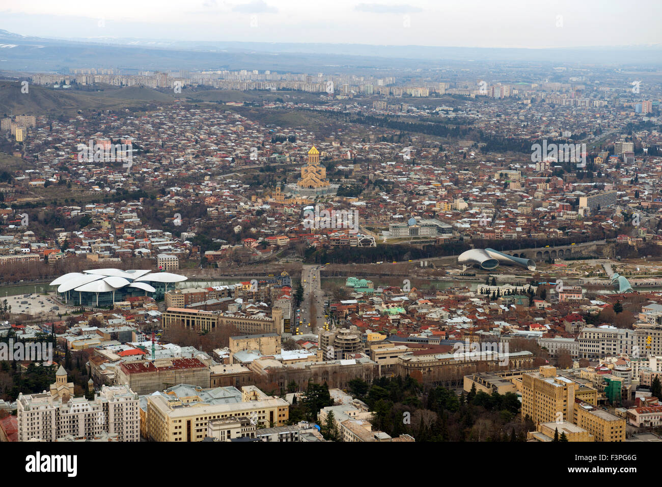 Aerial view on the center of Tbilisi, capital of Georgia Stock Photo ...