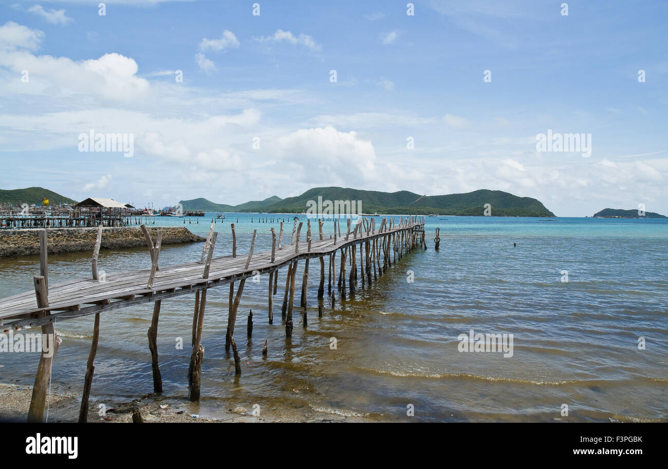 wooden bridge to the sea,Thailand Stock Photo - Alamy