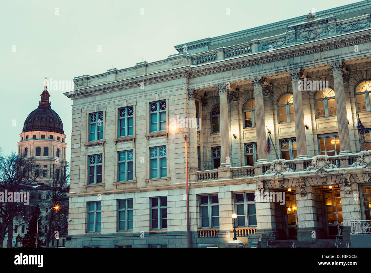 Topeka architecture with State Capitol Building. Topeka, Kansas, USA ...
