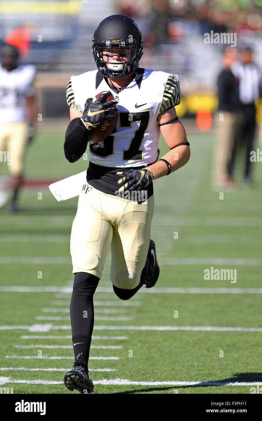 October 10, 2015; Chestnut Hill, MA, USA; Wake Forest Demon Deacons ...