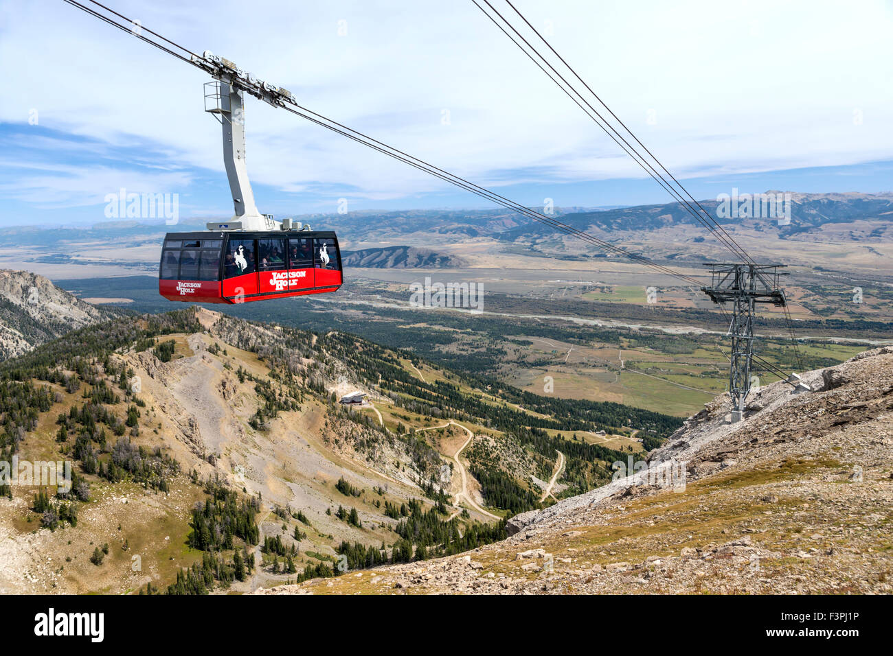 Aerial tram transports summer visitors to the mountaintop; Jackson Hole ...