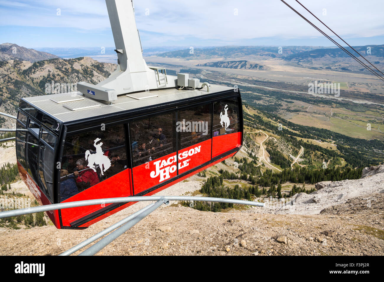 Aerial tram transports summer visitors to the mountaintop; Jackson Hole ...