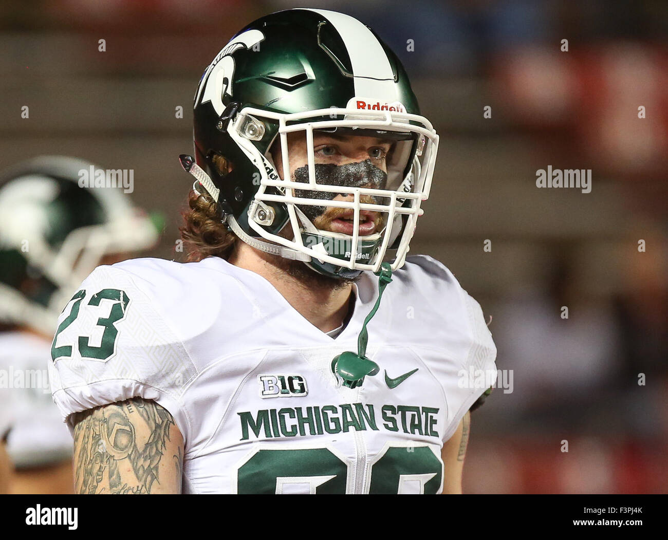 October 10, 2015: linebacker Chris Frey (23) of the Michigan State ...