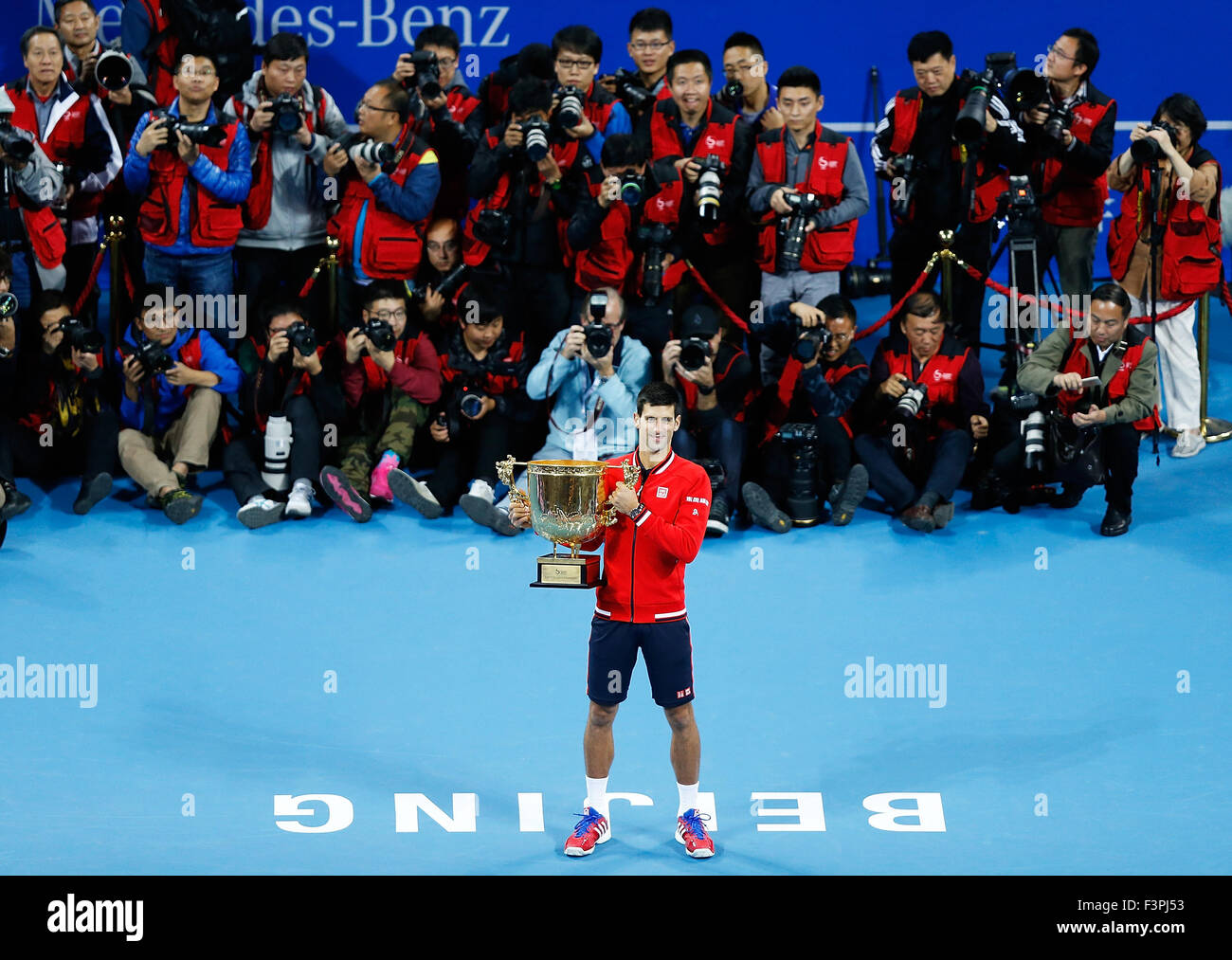 Beijing, China. 11th Oct, 2015. Novak Djokovic of Serbia poses with his ...