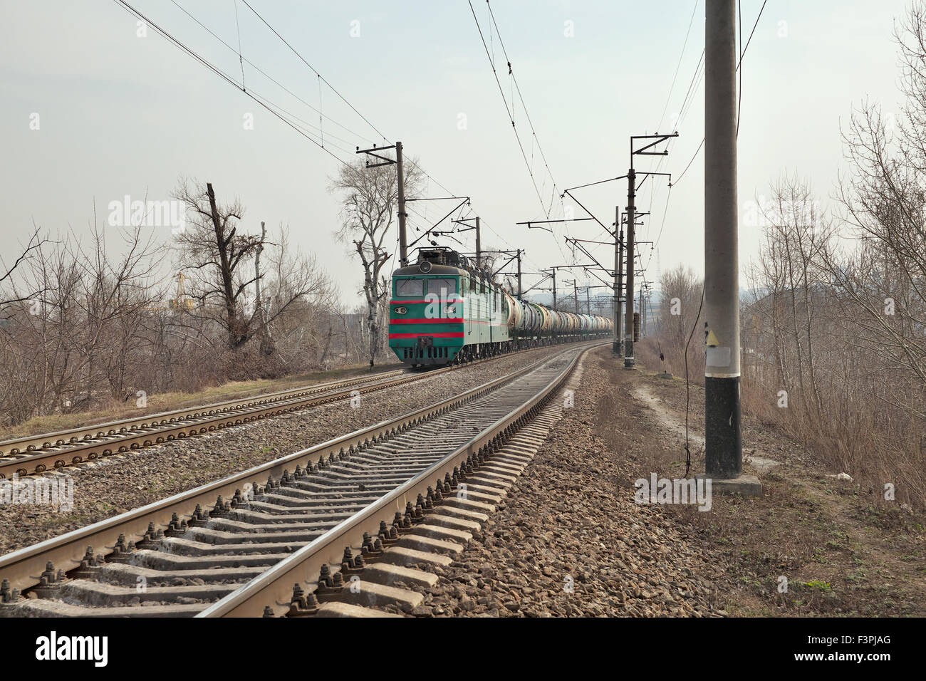 Cargo train transporting oil carriages Stock Photo - Alamy