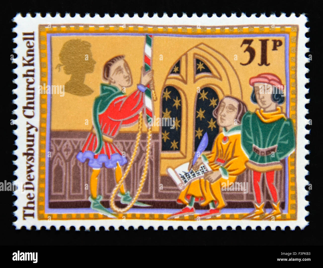 Postage stamp. Great Britain. Queen Elizabeth II. 1986.Christmas. Folk ...