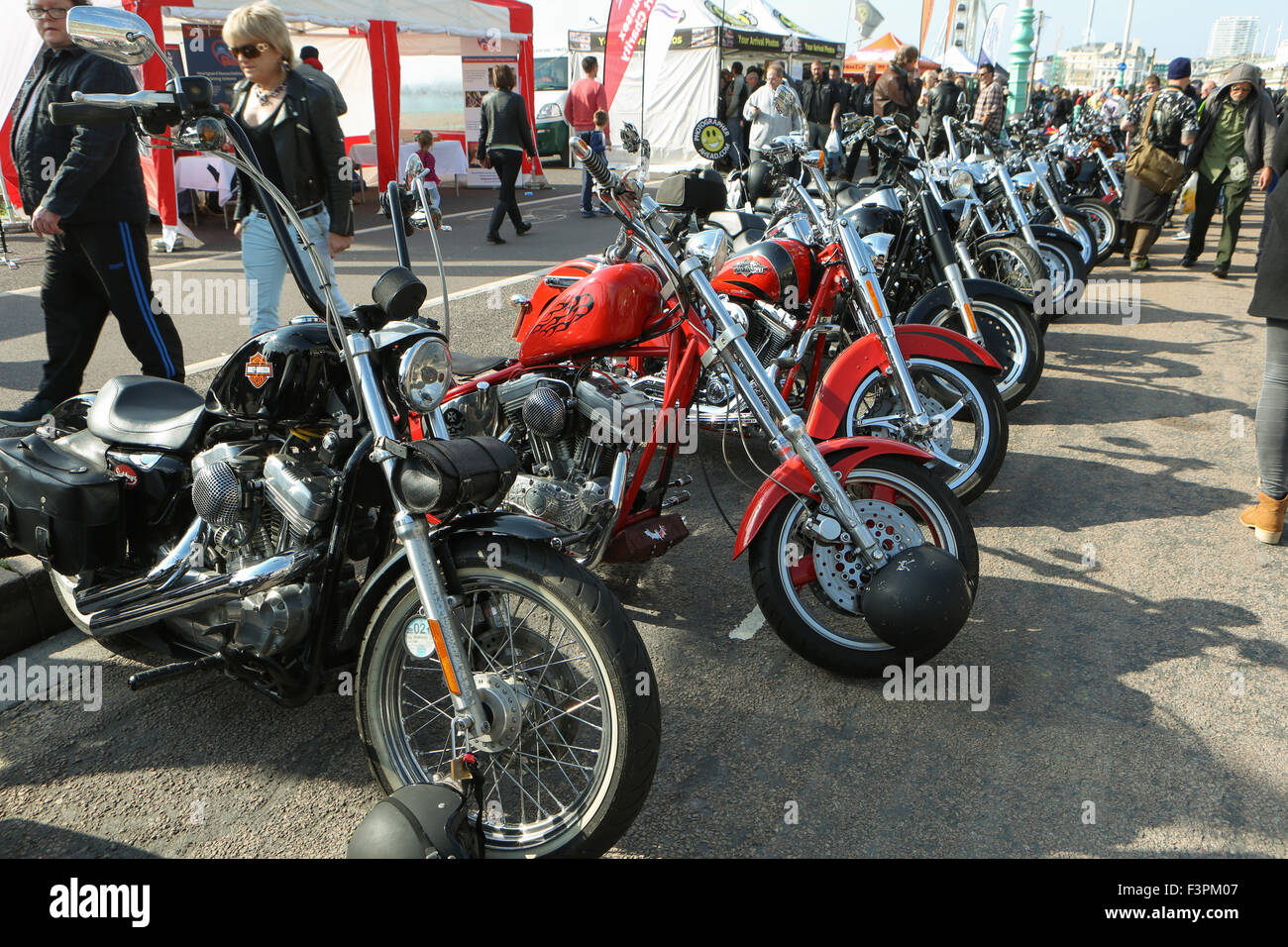 Madeira Drive, Brighton, East Sussex, UK. Harley Davidson motorcycles ...