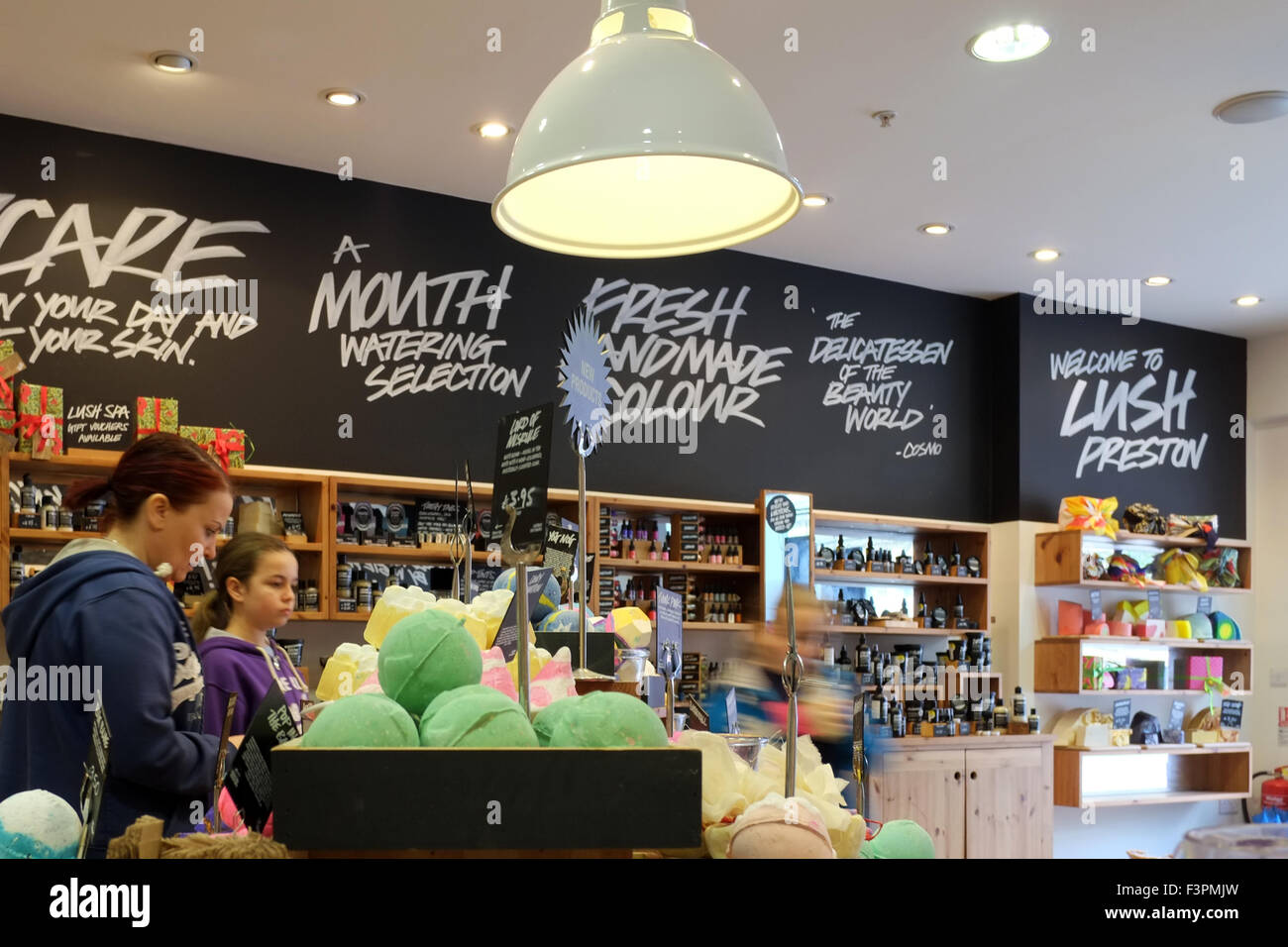 A colourful display of scented smelly soaps & bath bombs in the Lush ...