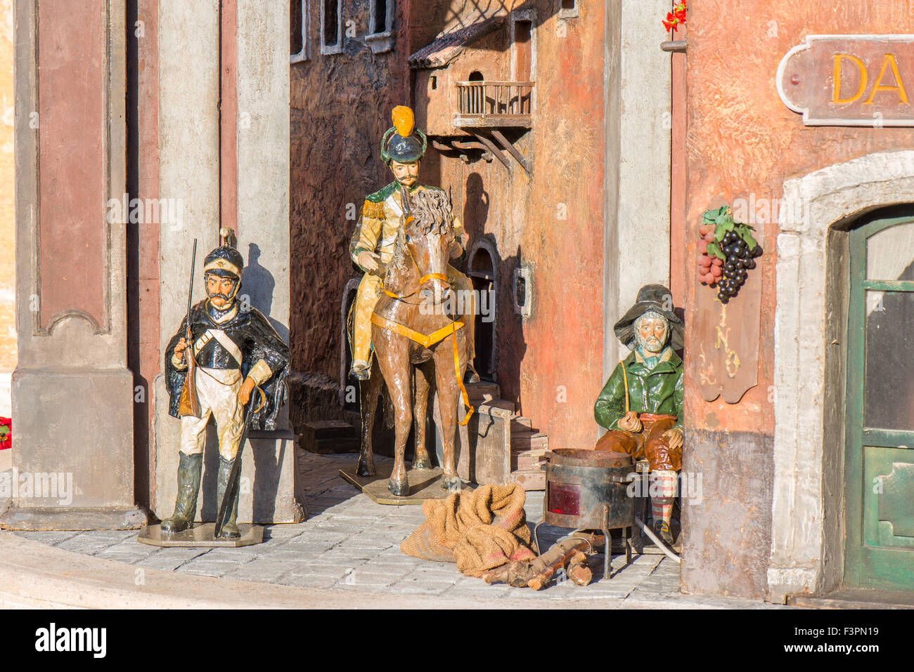 A nativity partial scene shoot in a public square in Rome Italy Stock ...