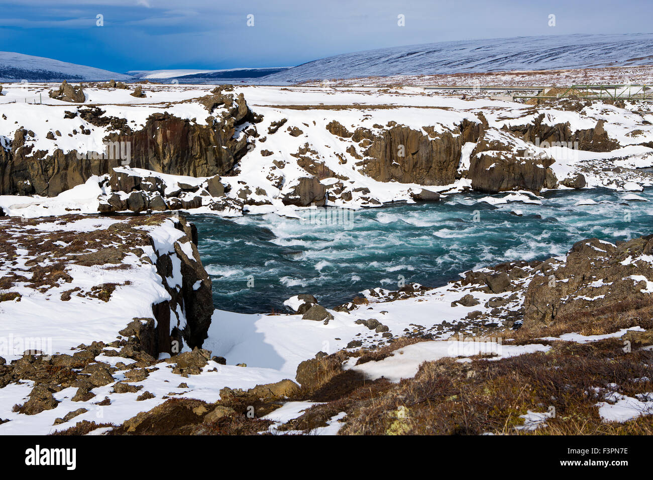Waterfall Godafoss in Iceland, spring Stock Photo - Alamy