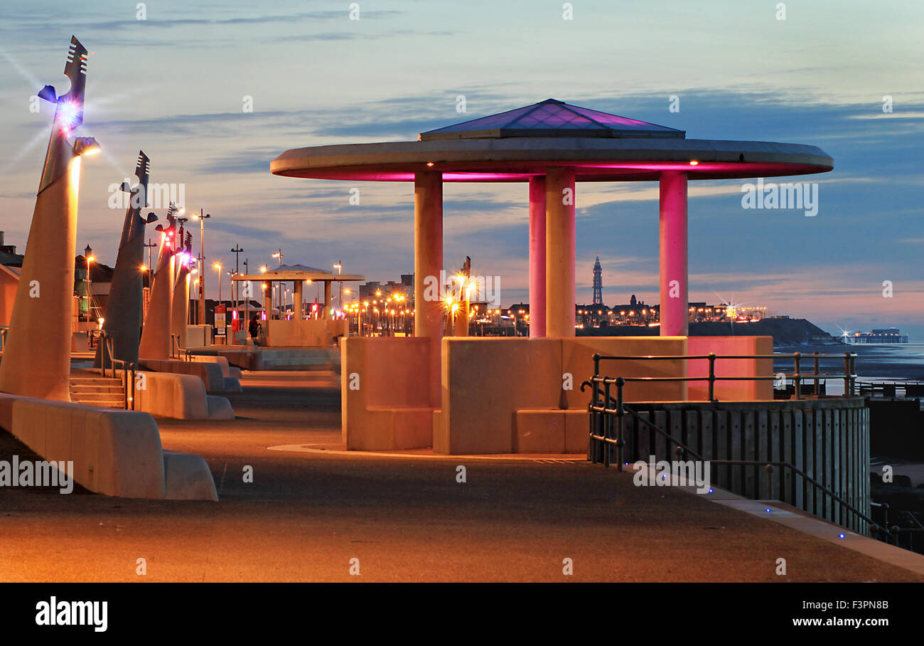 Cleveleys Promenade at dusk, offering a warm and welcoming atmosphere ...