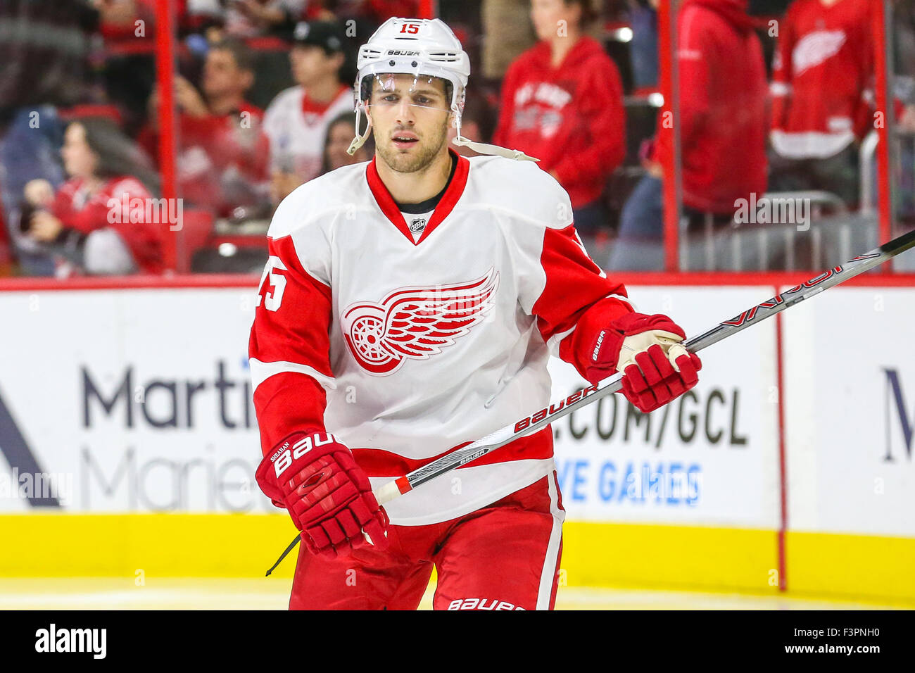 Detroit Red Wings center Riley Sheahan (15) during the NHL game Stock ...