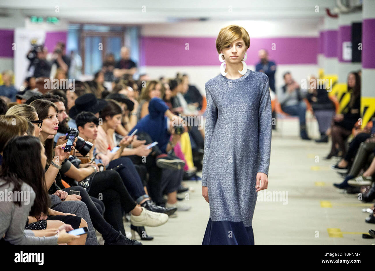 Tbilisi, Georgia. 11th Oct, 2015. A model presents a creation of Giorgi ...