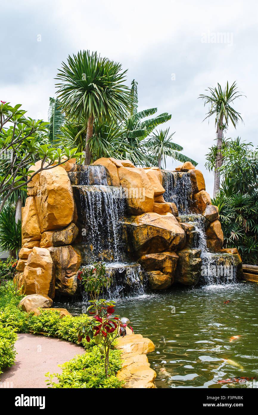 Waterfall in garden Stock Photo - Alamy