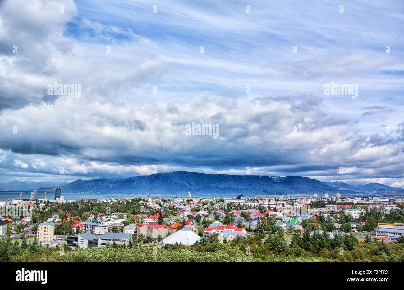 Reykjavik, Iceland. 29th July, 2015. Looking over the rooftops of the ...