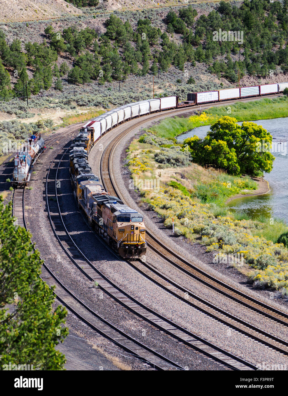 Freight train tracks river hi-res stock photography and images - Alamy