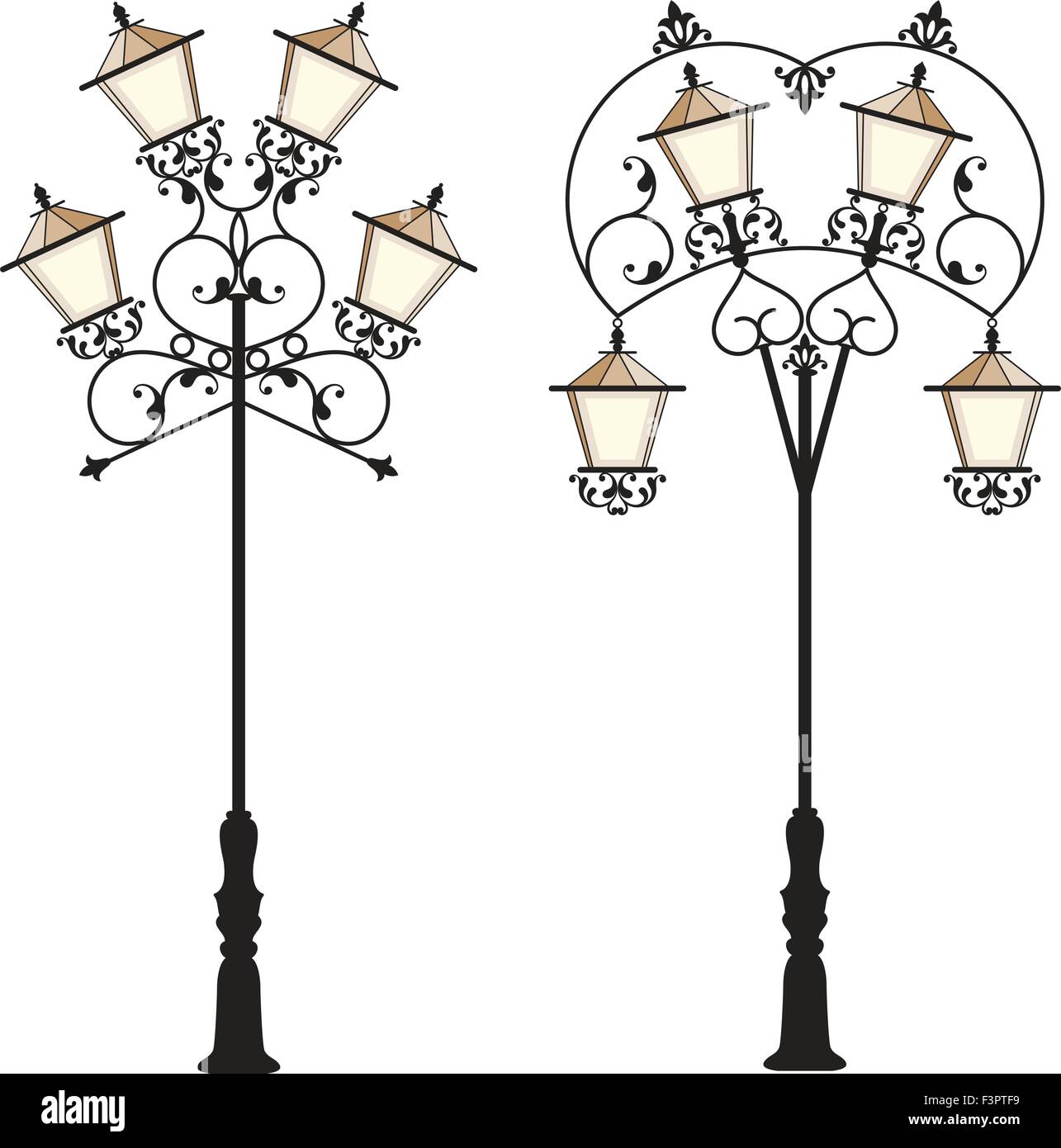 Wrought Iron Street Lamp Post Vector Art Stock Vector Image & Art - Alamy