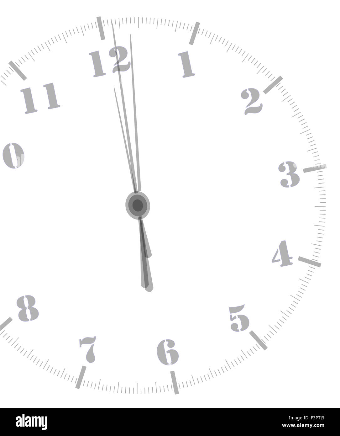 A clock showing midnight over a white background Stock Photo - Alamy