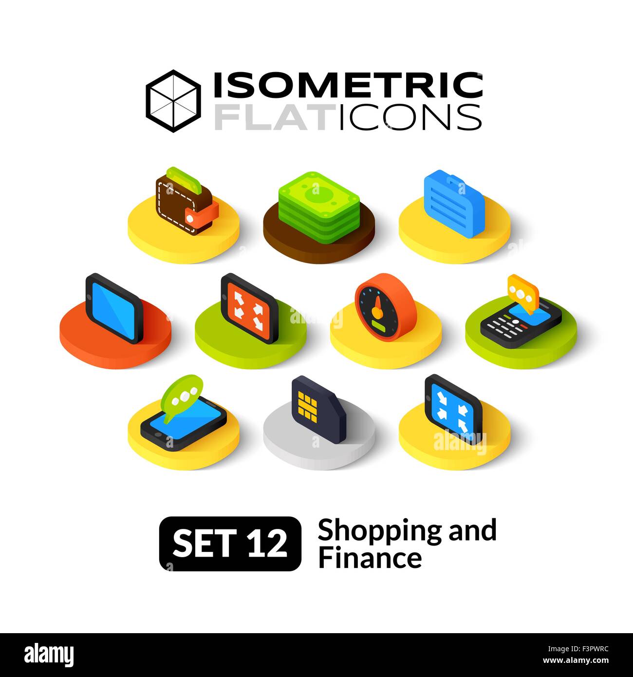 Isometric flat icons set 12 Stock Vector Image & Art - Alamy