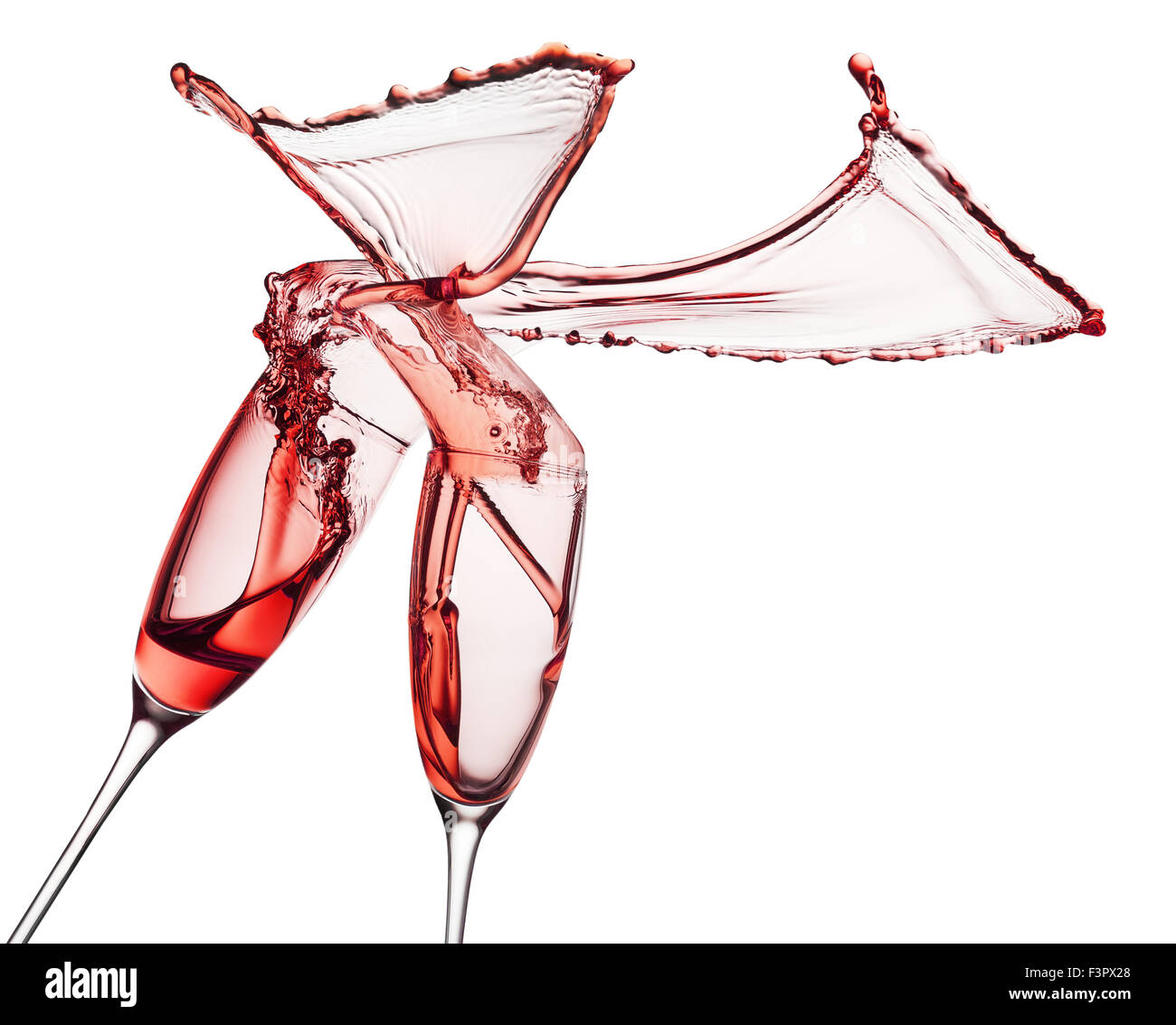 red wine splashes from glasses isolated on white background Stock Photo ...