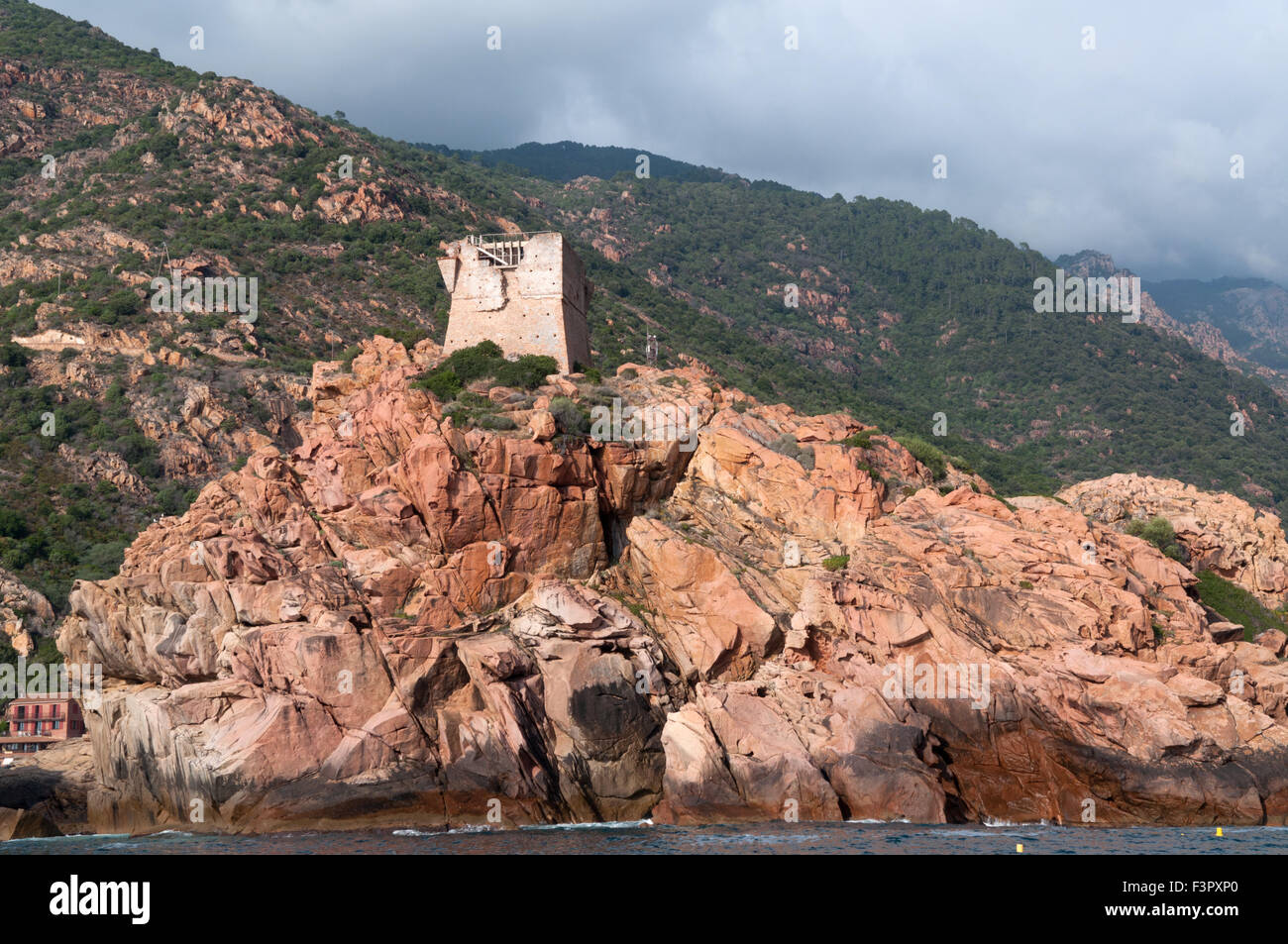 Watching tower, Girolata, Corsica, France Stock Photo - Alamy