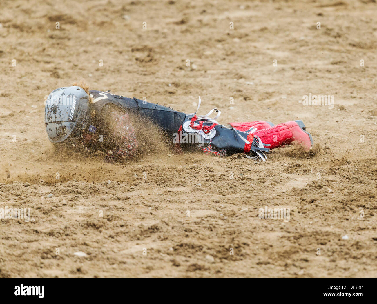 Child competes in sheep riding, mutton bustin', event, Chaffee County ...