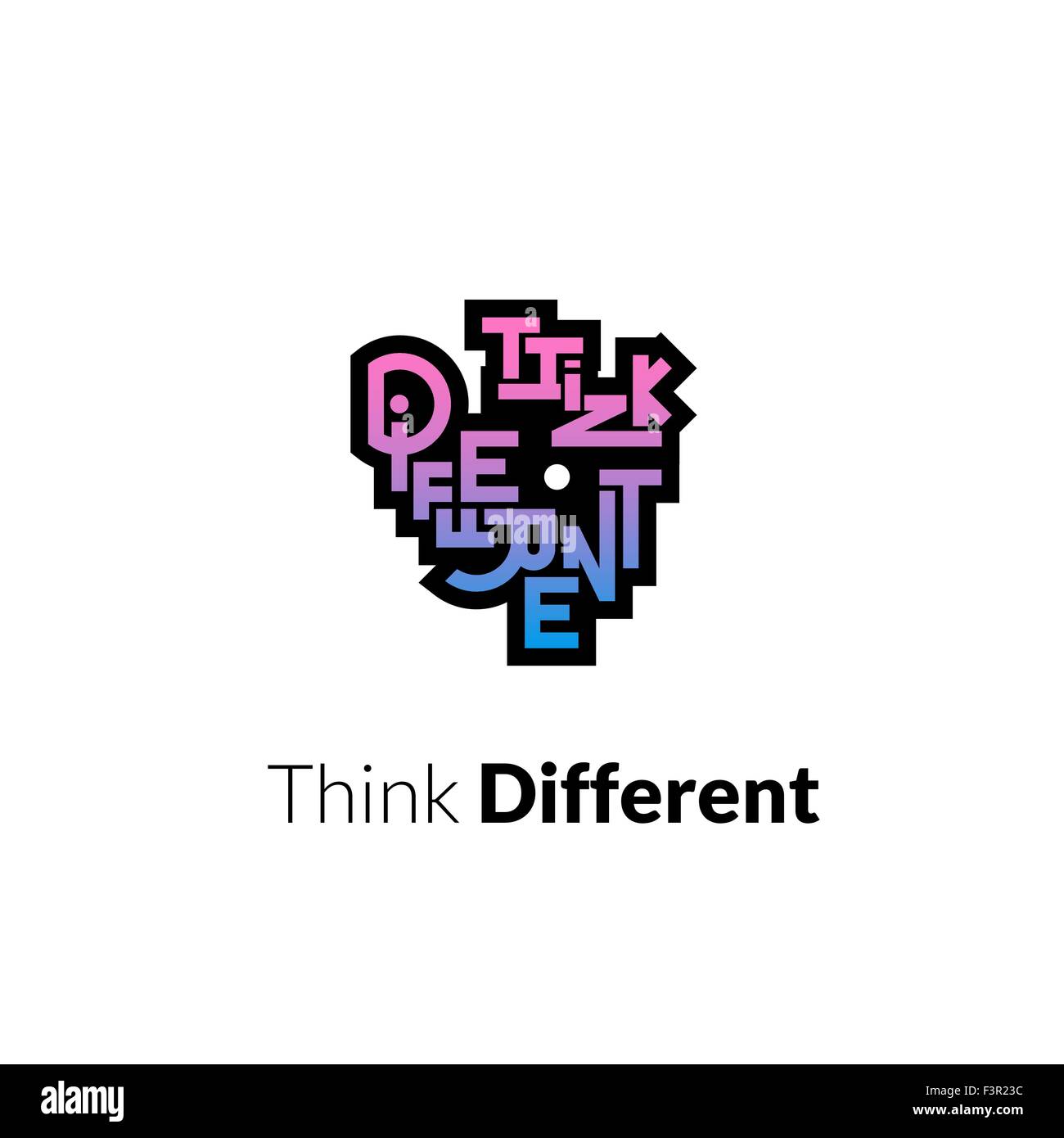 Think different phrase, graffiti logo sign, concept icon symbol Stock ...