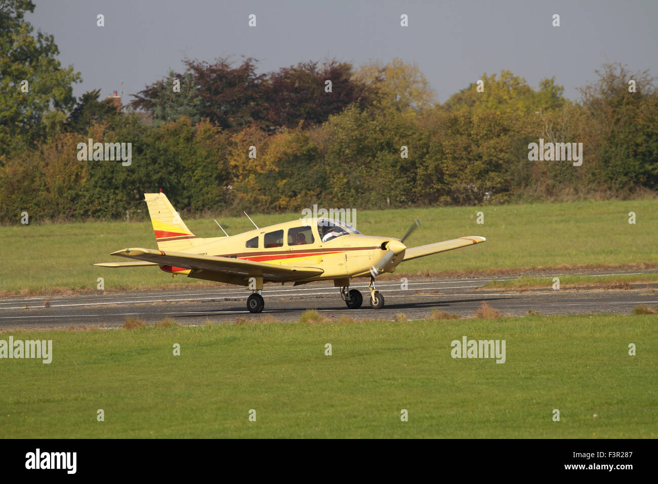 Single engined light aircraft taking off from Wolverhampton Halfpenny ...