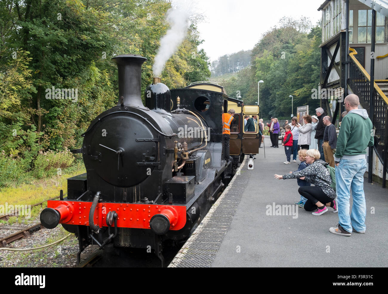 Train enthusiasts at the Bodmin and Wenford steam railway, Cornwall, UK ...