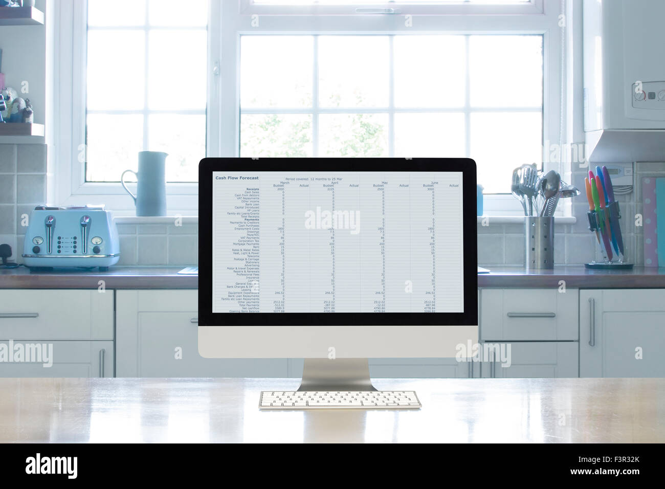 Home and Business office interior set up with a desktop computer on a ...