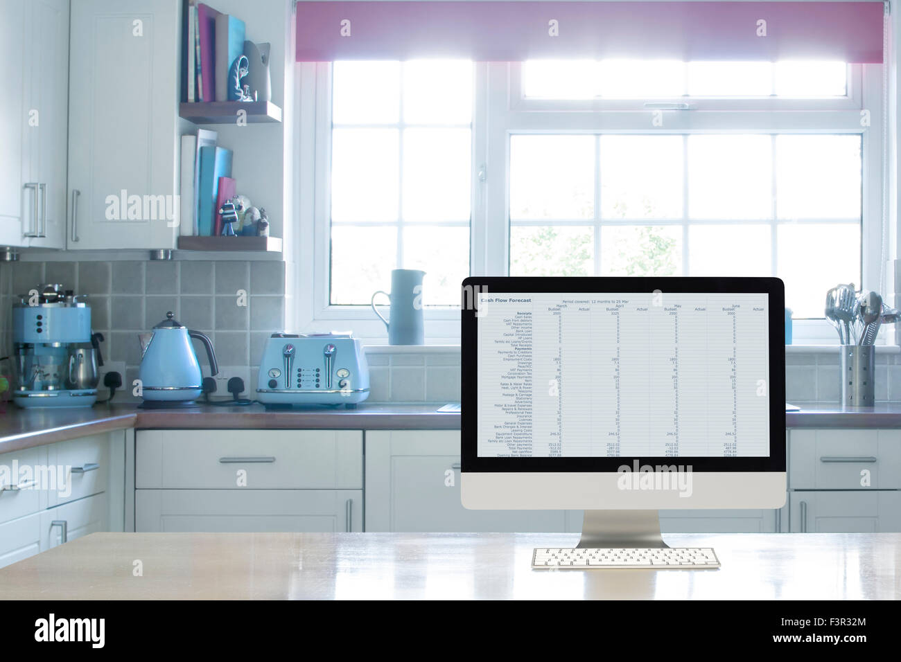 Home and Business office interior set up with a desktop computer on a ...