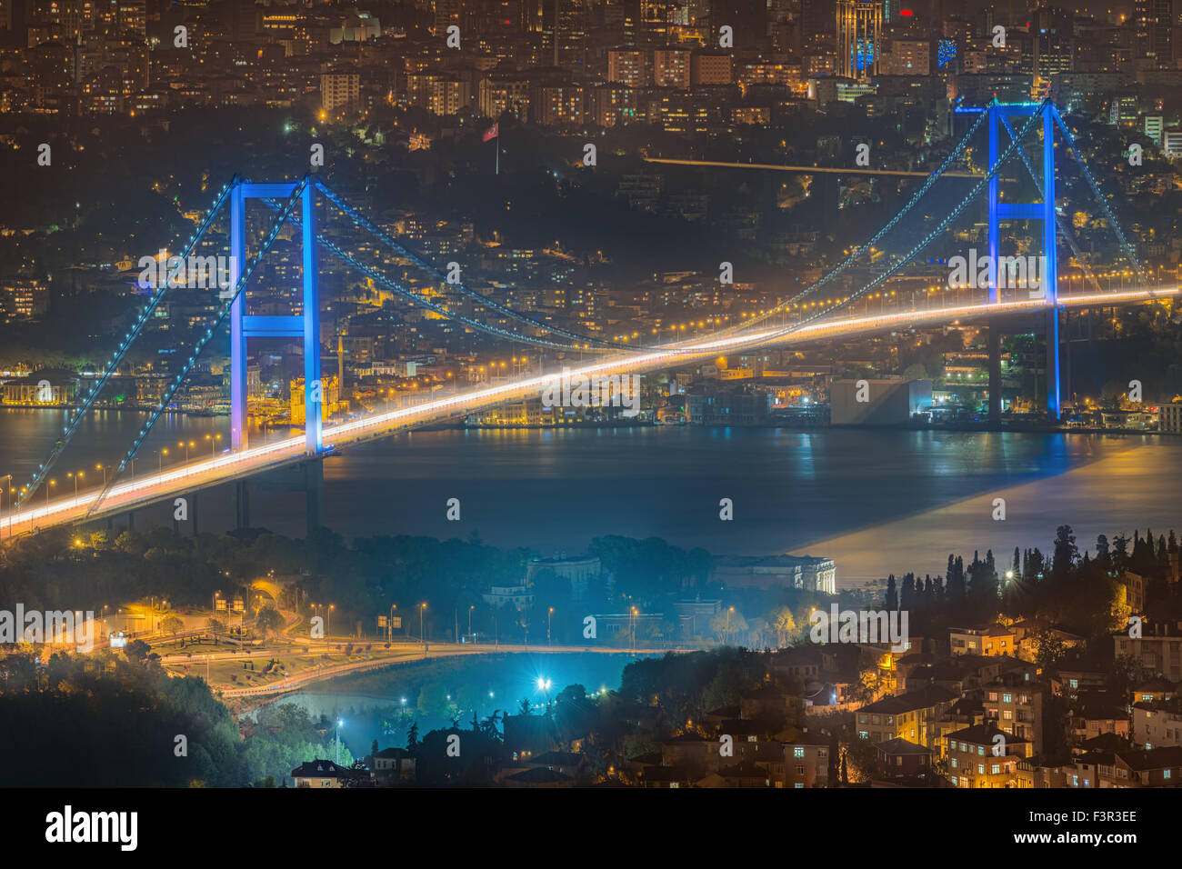 View of Bosphorus bridge at night Istanbul, Turkey Stock Photo - Alamy