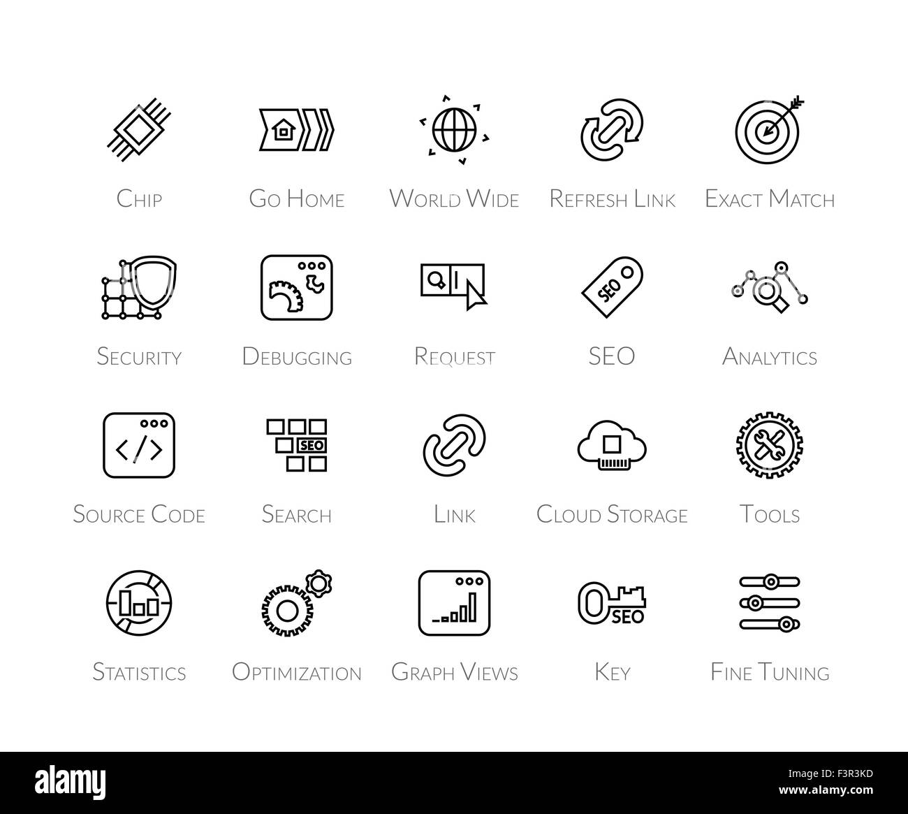 Outline icons thin flat design, modern line stroke style Stock Vector ...