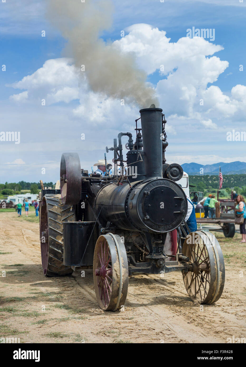 Rancher driving antique steam engine tractor, Chaffee County Fair ...