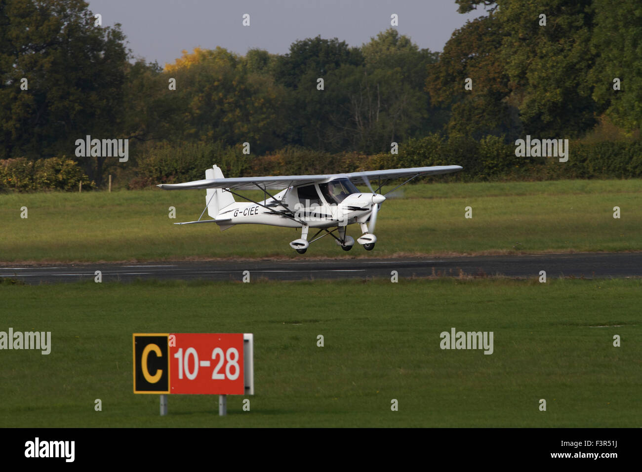 Single engined light aircraft taking off from Wolverhampton Halfpenny ...