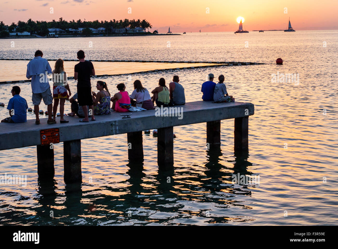 Key West Florida,Keys,pier,Gulf of Mexico,Sunset Island,setting sun ...