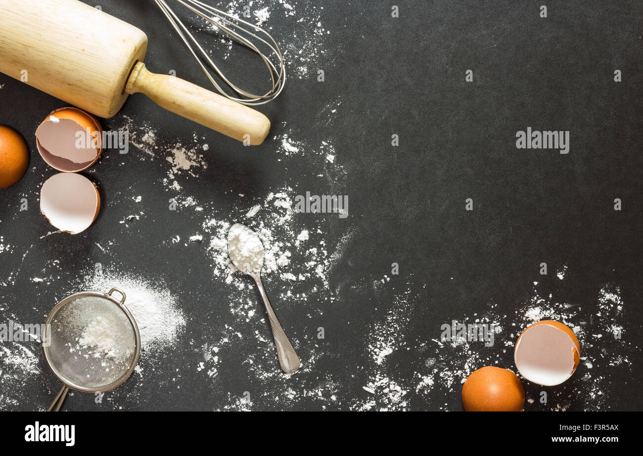 bakery background : baking ingredients Stock Photo - Alamy