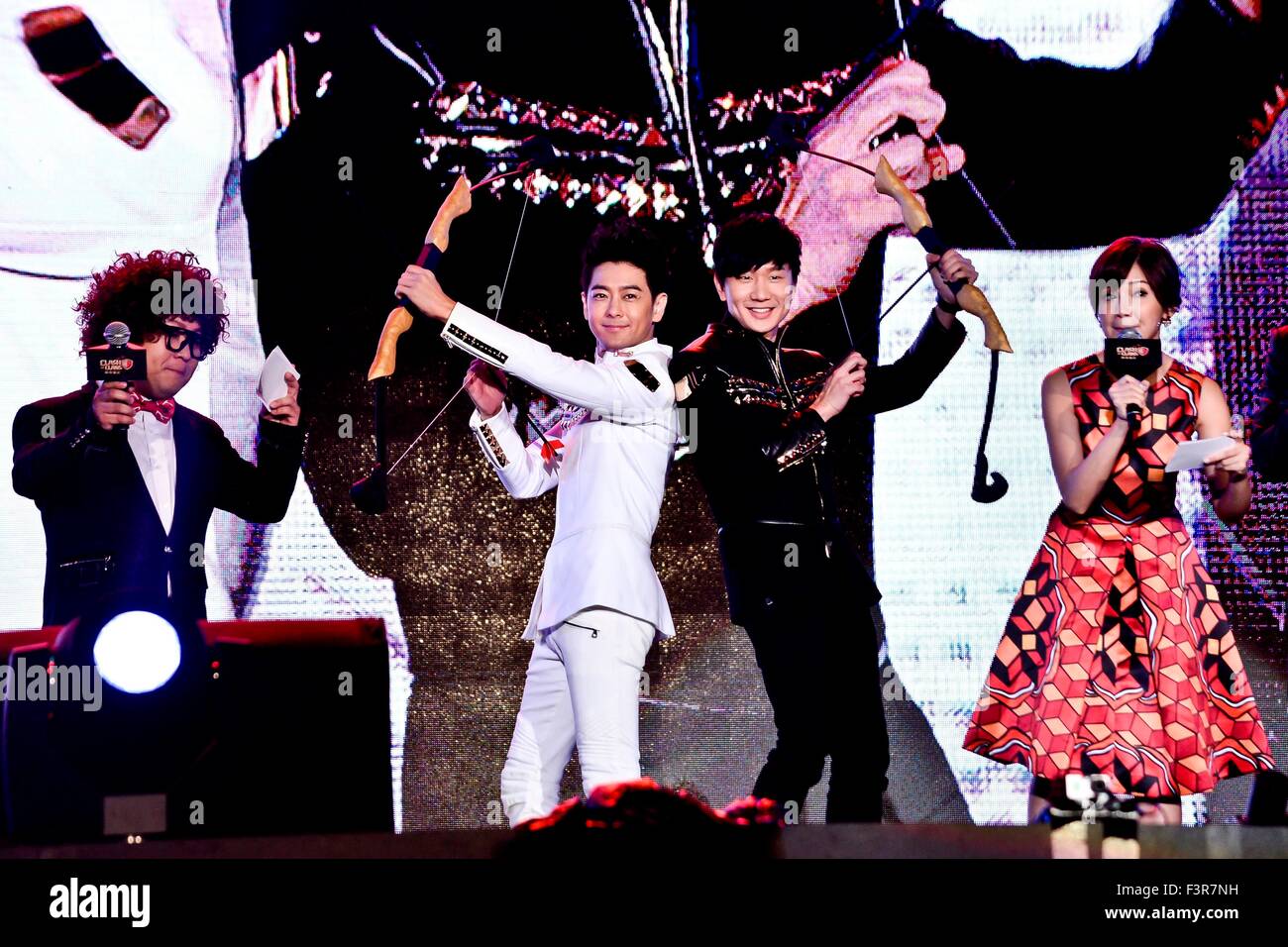 Taipei, Taiwan, China. 11th Oct, 2015. JJ Lam and Jimmy Lin attend the ...