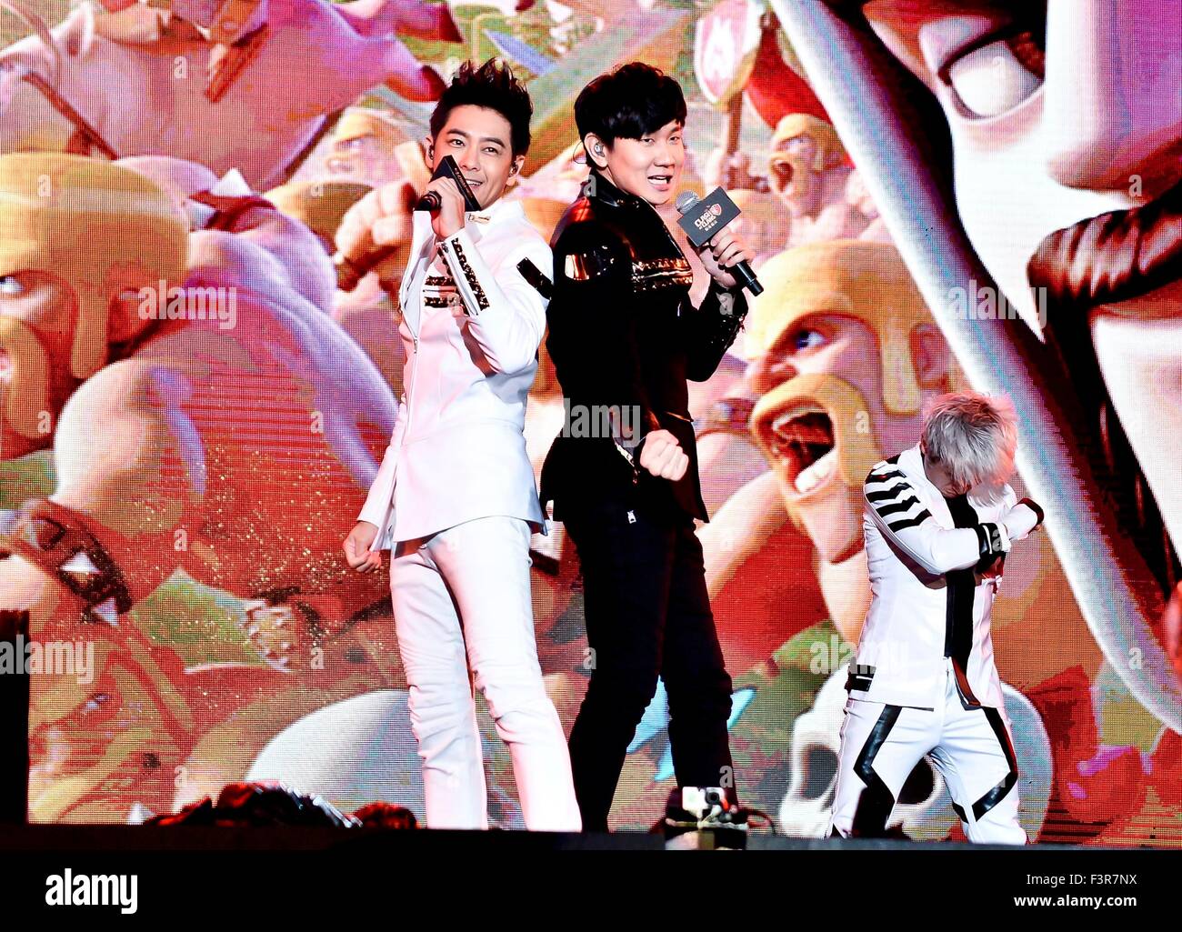 Taipei, Taiwan, China. 11th Oct, 2015. JJ Lam and Jimmy Lin attend the ...