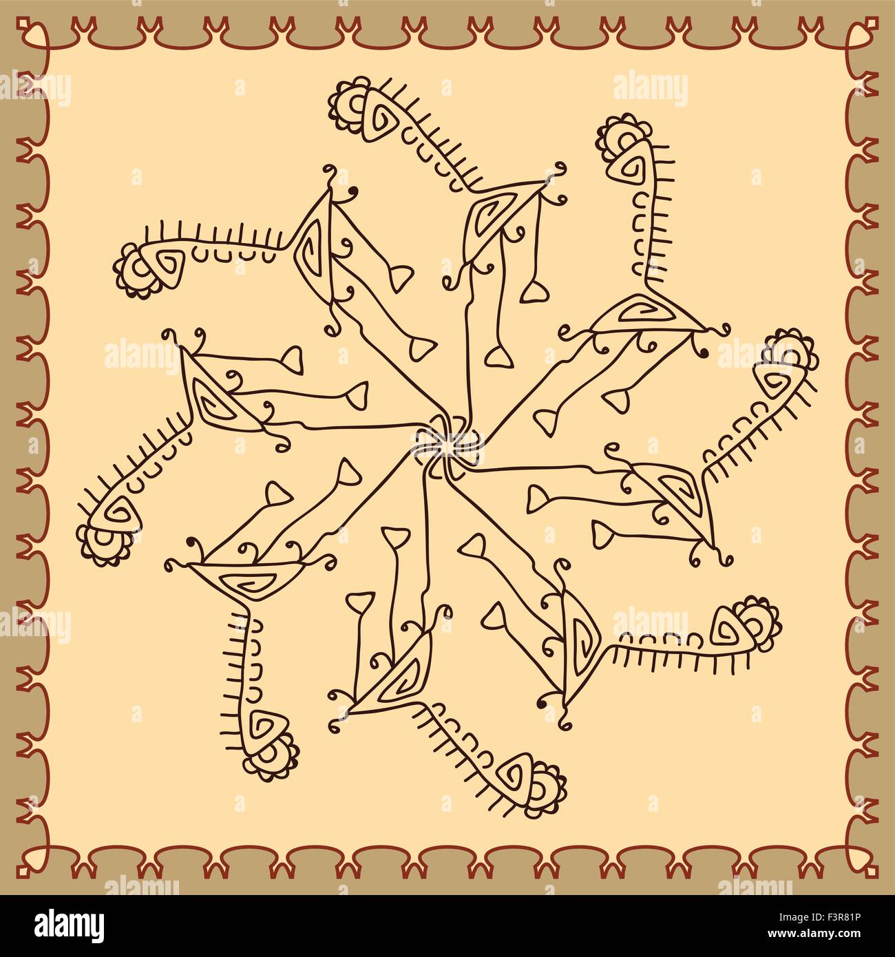 Folk Circular, Tribal Design, Motif, Wall Painting Vector Art Stock ...