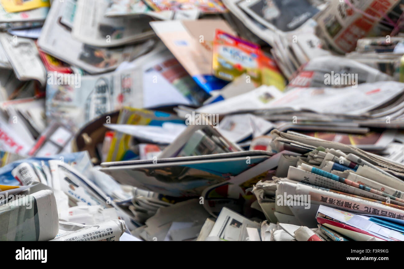 A stack of old newspaper for recycle Stock Photo - Alamy