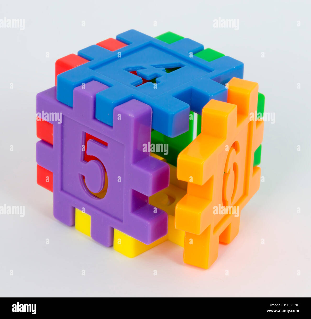 Colorful toy cube of numbers with white background Stock Photo - Alamy