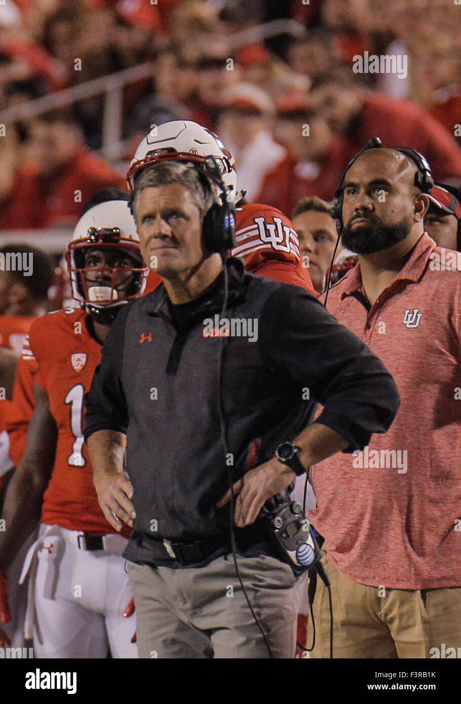 Berkeley USA CA. 10th Oct, 2015. Utah Head coach Kyle Whittingham on ...