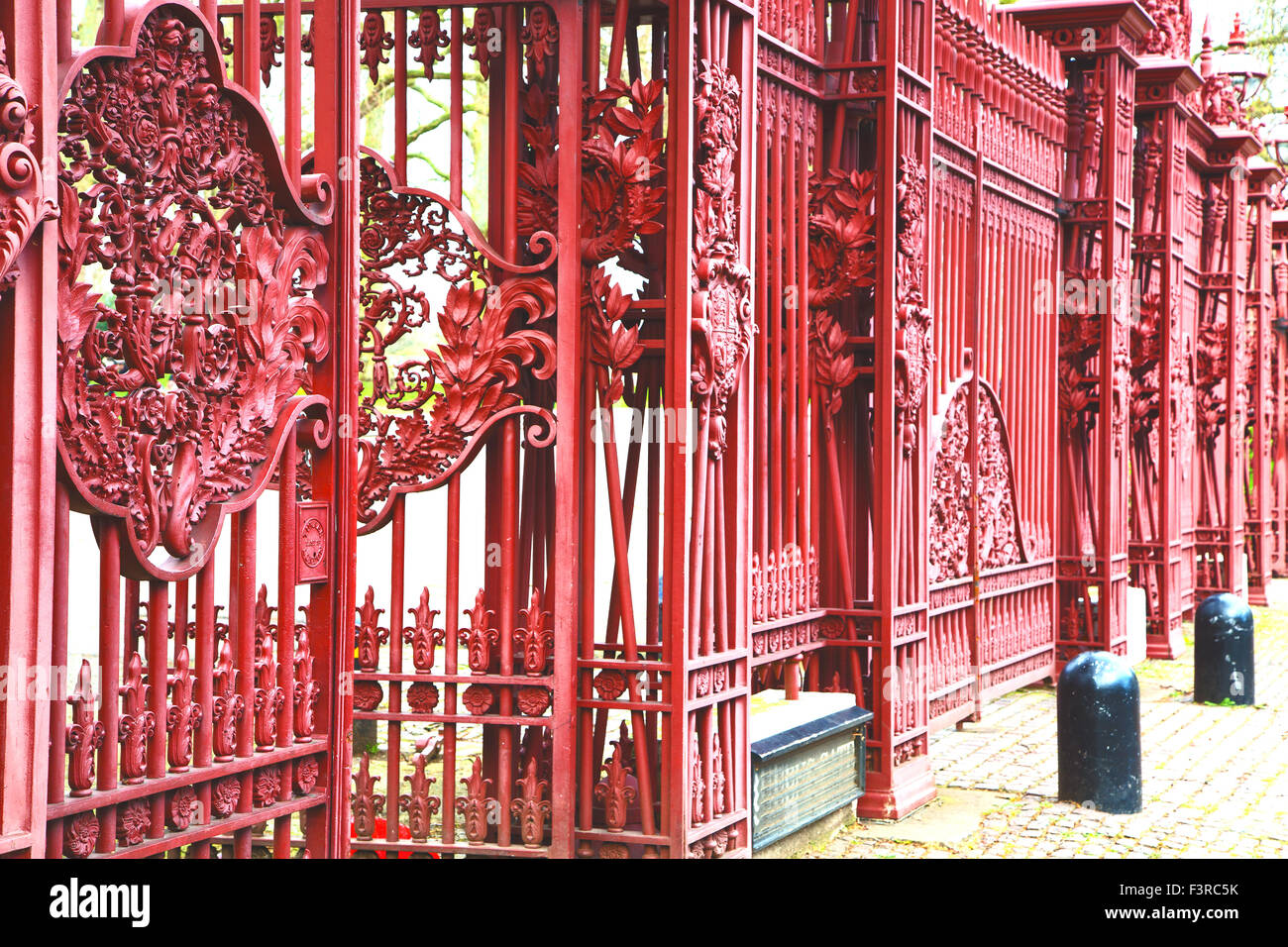red abstract metal in englan london railing steel and background Stock ...