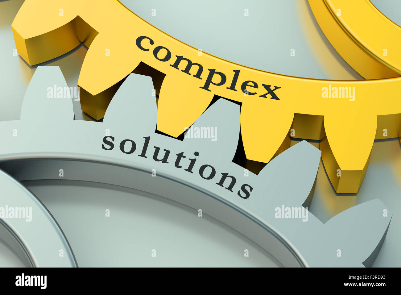 Complex Solution concept on the gearwheels Stock Photo - Alamy