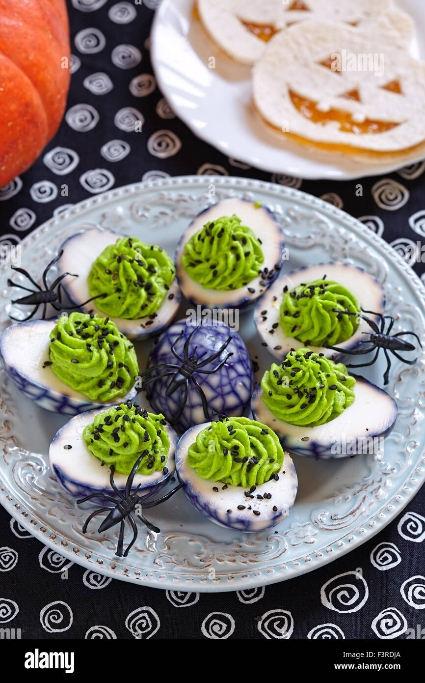 Deviled eggs for Halloween Stock Photo - Alamy