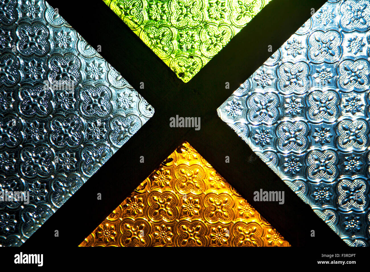 colorated glass and sun in morocco africa window and light Stock Photo ...
